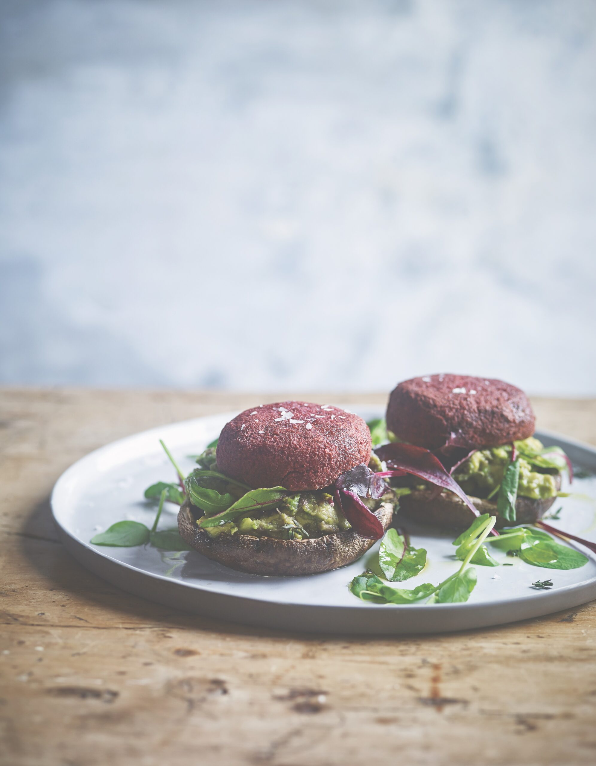 Beet and fennel burgers on portobello buns by Eve Kalinik - Nutritional ...
